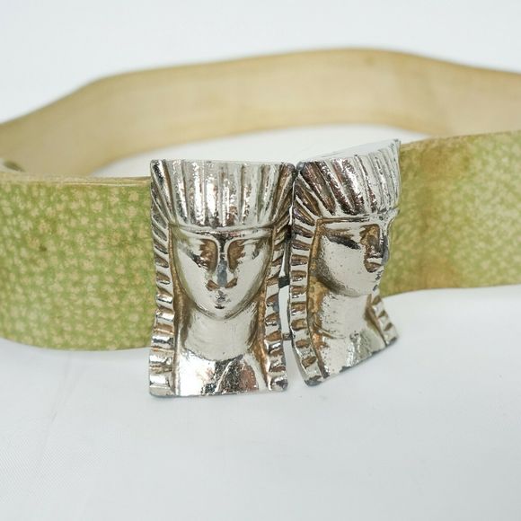 Vintage | Accessories | Vintage Pharaoh Buckle Leather Belt Egyptian ...